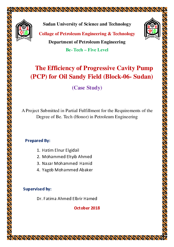 (PDF) The Efficiency of Progressive Cavity Pump (PCP) for Oil Sandy ...