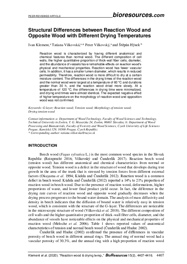(PDF) Structural differences between reaction wood and opposite wood ...