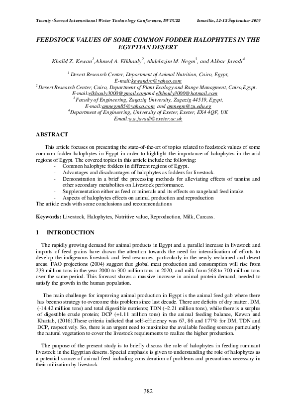 (PDF) FEEDSTOCK VALUES OF SOME COMMON FODDER HALOPHYTES IN THE EGYPTIAN ...