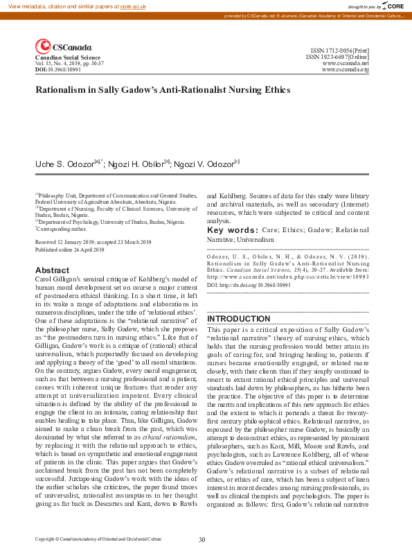 (PDF) Rationalism in Sally Gadow’s Anti-Rationalist Nursing Ethics