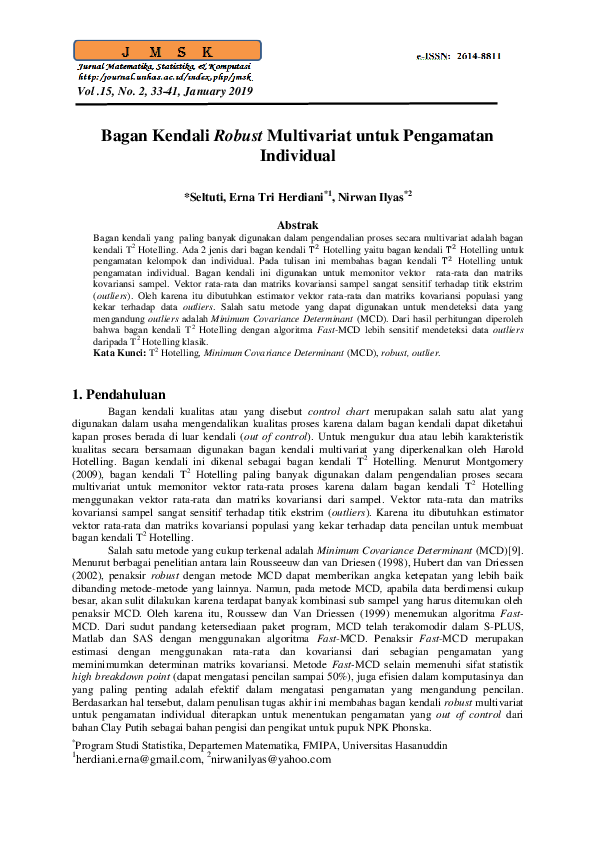 (PDF) Bagan Kendali Robust Multivariat untuk Pengamatan Individual