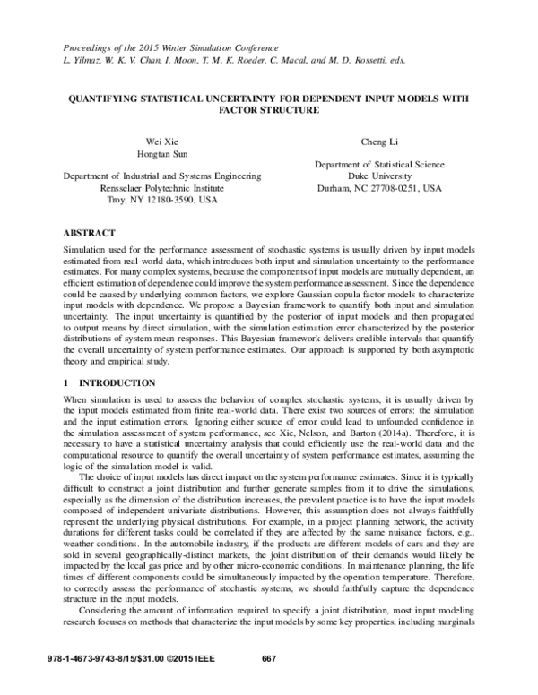 (PDF) Quantifying statistical uncertainty for dependent input models with factor structure