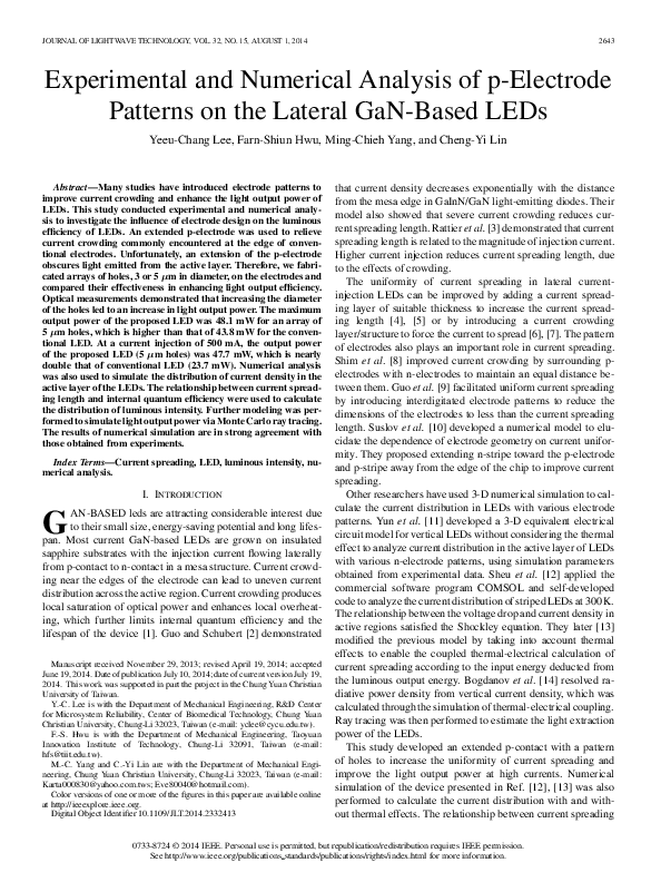 (PDF) Experimental and Numerical Analysis of p-Electrode Patterns on ...