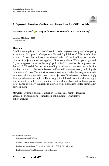 (PDF) A Dynamic Baseline Calibration Procedure for CGE models ...