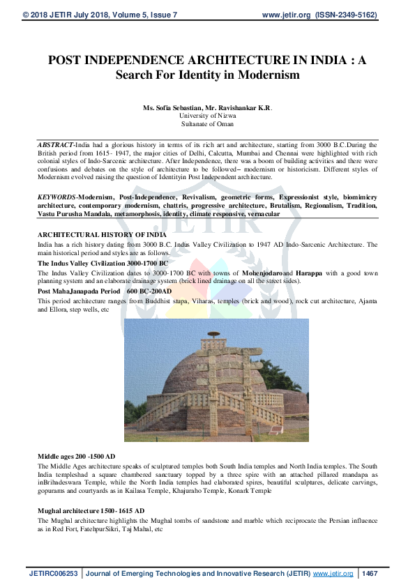 (PDF) POST INDEPENDENCE ARCHITECTURE IN INDIA : A Search For Identity ...