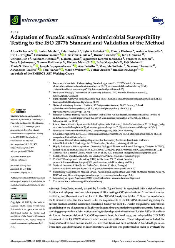 (PDF) Adaptation of Brucella melitensis Antimicrobial Susceptibility ...