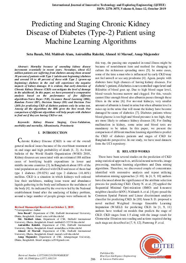 (PDF) Predicting and Staging Chronic Kidney Disease of Diabetes (Type-2 ...