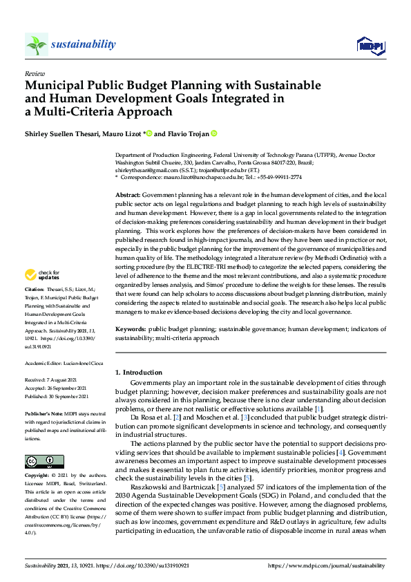 (PDF) Municipal Public Budget Planning with Sustainable and Human ...