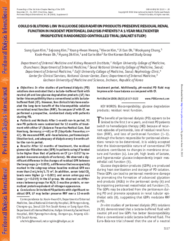 (PDF) Could Solutions Low in Glucose Degradation Products Preserve Residual Renal Function in ...