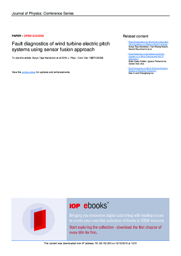(PDF) Fault diagnostics of wind turbine electric pitch systems using sensor fusion approach