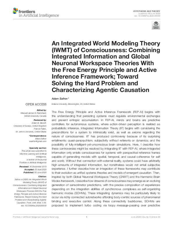 (PDF) An Integrated World Modeling Theory (IWMT) of consciousness: Combining Integrated ...