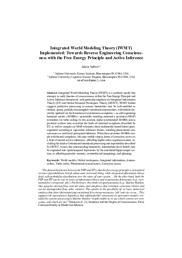 (PDF) Integrated World Modeling Theory (IWMT) Implemented: Towards ...