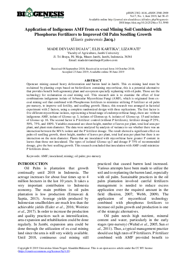 (PDF) Application of Indigenous AMF from ex-coal Mining Soil Combined with Phosphorus ...
