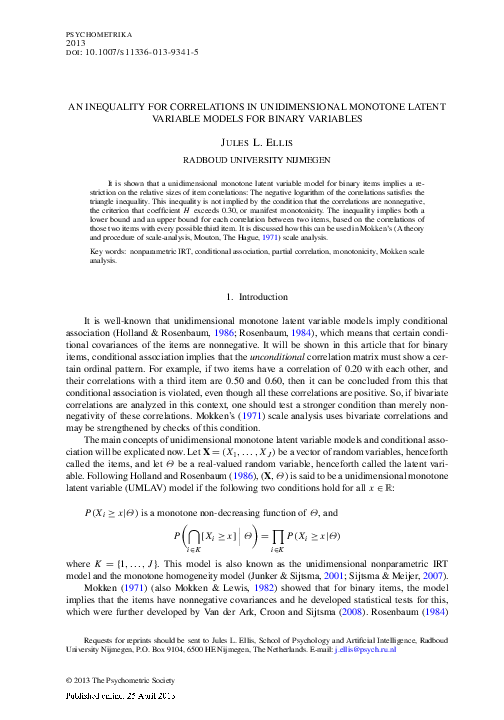 (PDF) An Inequality for Correlations in Unidimensional Monotone Latent Variable Models for ...