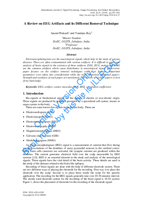 (PDF) A Review on EEG Artifacts and its Different Removal Technique