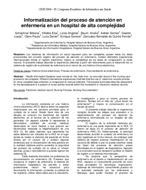 (PDF) Informatizaci n del proceso de atenci n en enfermer a en un ...