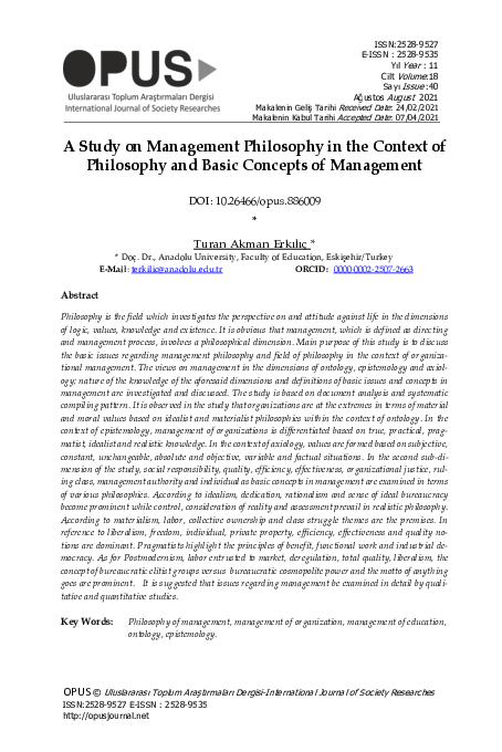 (PDF) A Study on Management Philosophy in the Context of Philosophy and ...