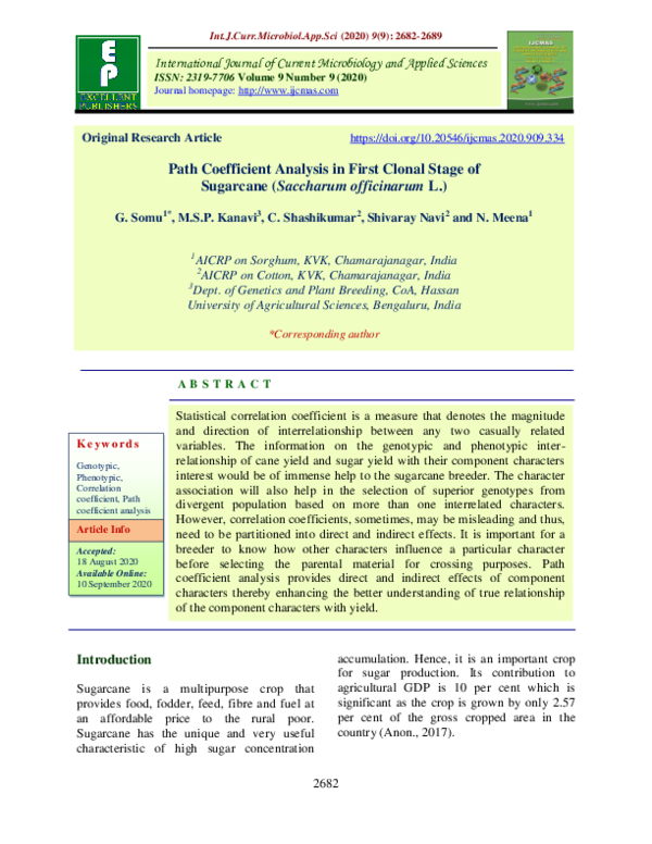 (PDF) Path Coefficient Analysis in First Clonal Stage of Sugarcane (Saccharum officinarum L.)