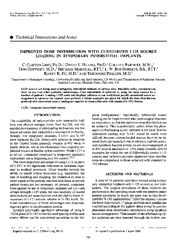 (PDF) Improved dose distribution with customized i-125 source loading ...