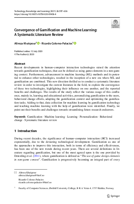 (PDF) Convergence of Gamification and Machine Learning: A Systematic ...