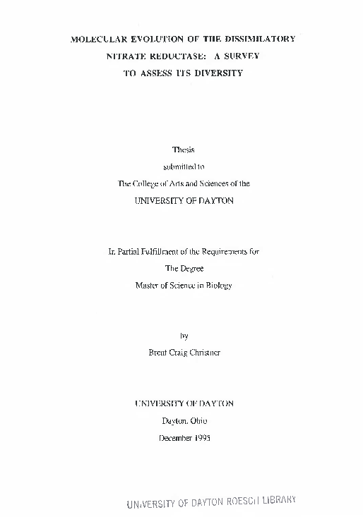 (PDF) Molecular evolution of the dissimilatory nitrate reductase: a ...