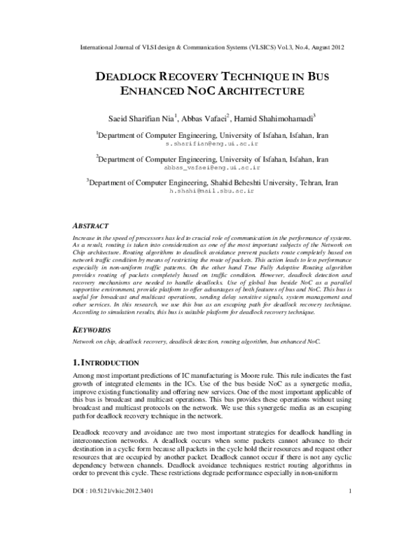 Pdf Deadlock Recovery Technique In Bus Enhanced Noc Architecture
