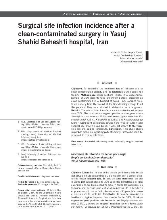 (PDF) Surgical site infection incidence after a clean-contaminated ...
