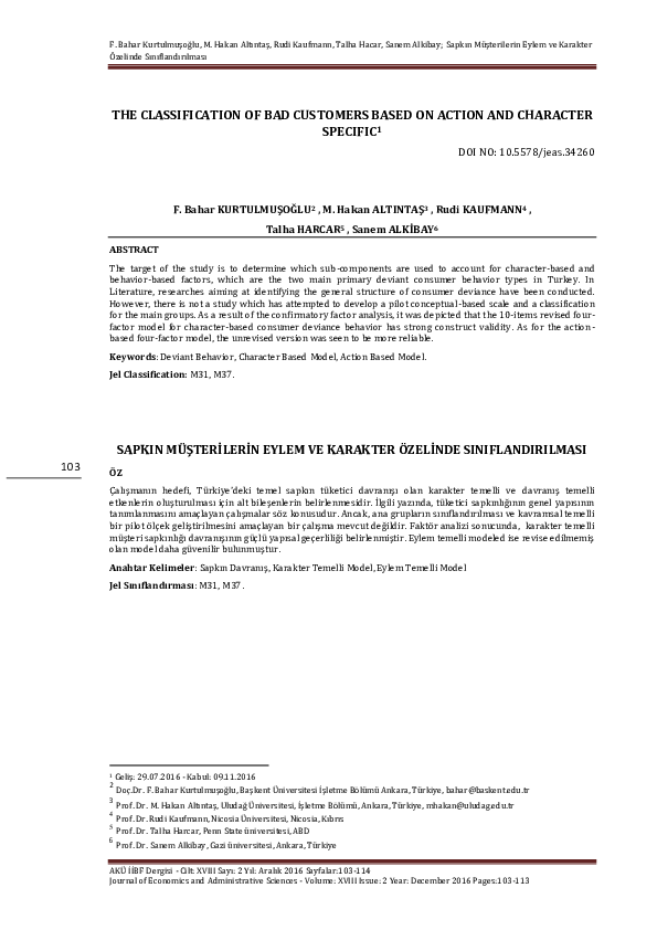 (PDF) The Classification of Bad Customers Based on Action and Character ...