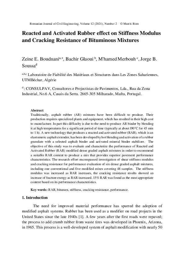 (PDF) Reacted and activated rubber effect on stiffness modulus and ...