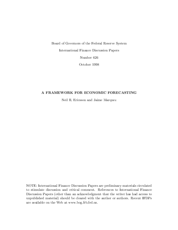 (PDF) A Framework for Economic Forecasting