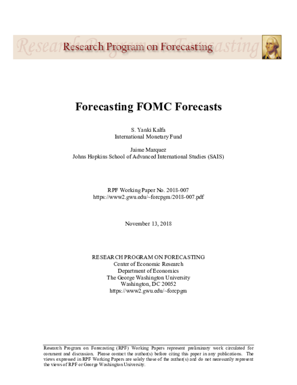 (PDF) Forecasting FOMC Forecasts
