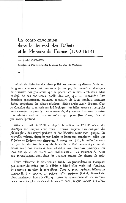 (PDF) La contre-révolution dans le Journal des Débats et le Mercure de ...