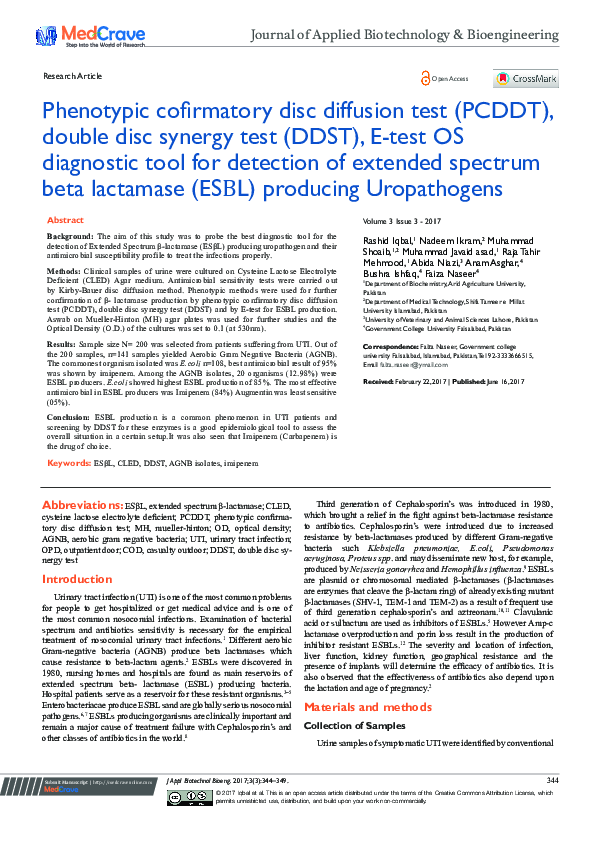 (PDF) Phenotypic Cofirmatory Disc Diffusion Test (PCDDT), Double Disc ...