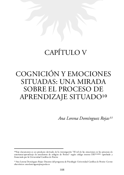 Pdf Cognición Y Emociones Situadas Una Mirada Sobre El Proceso De
