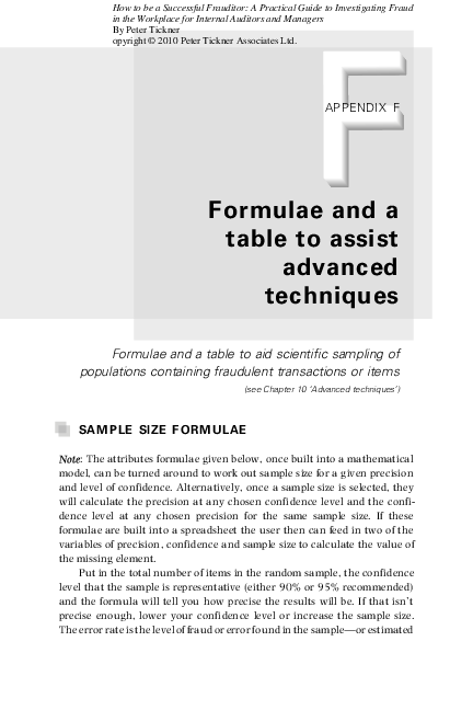 (PDF) Formulae and a table to assist advanced techniques