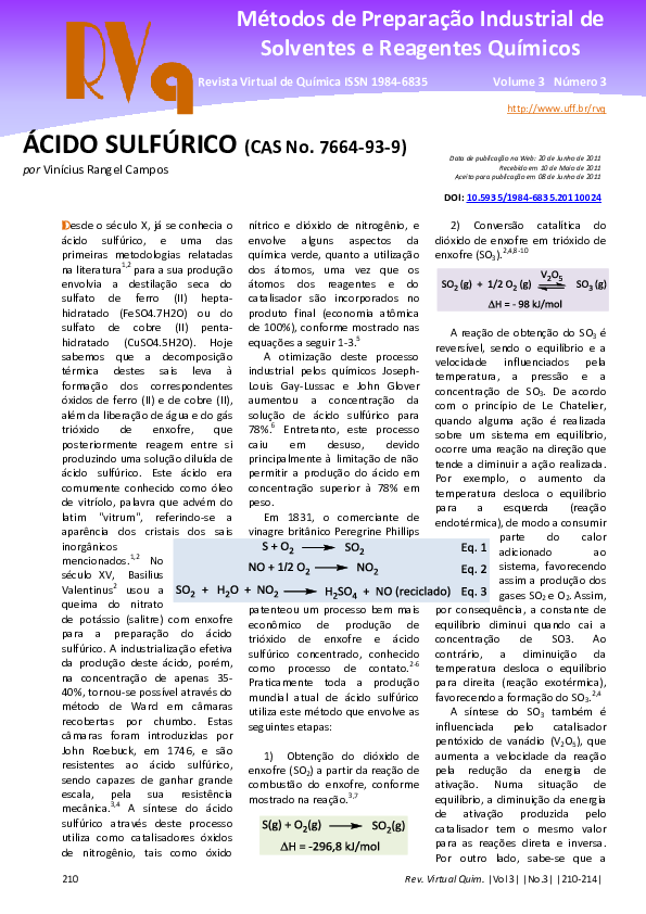 (PDF) Ácido Sulfúrico (CAS No. 7664-93-9)