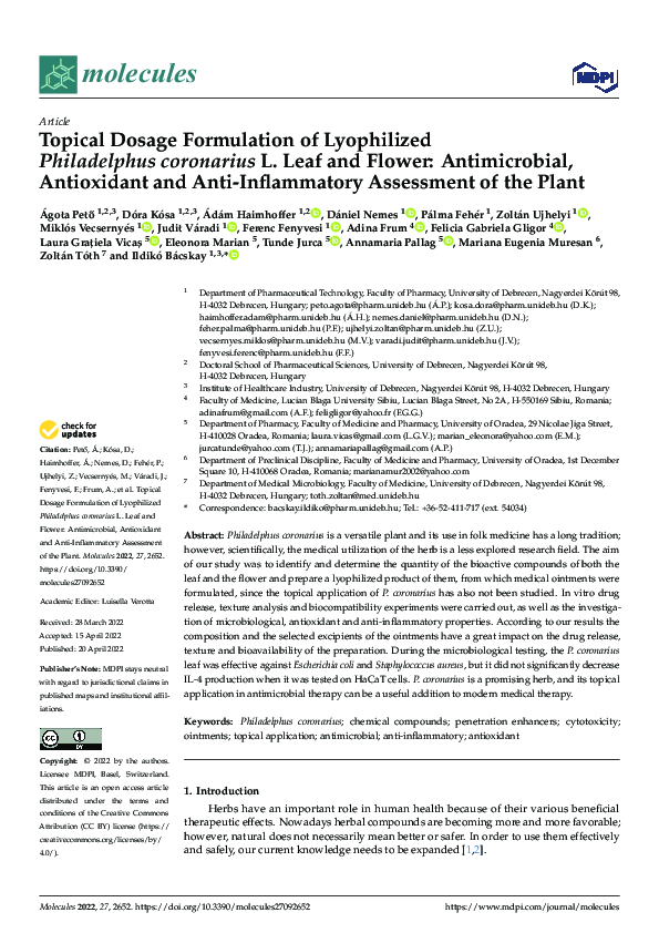 (PDF) Lyophilized Philadelphus coronarius Ointments