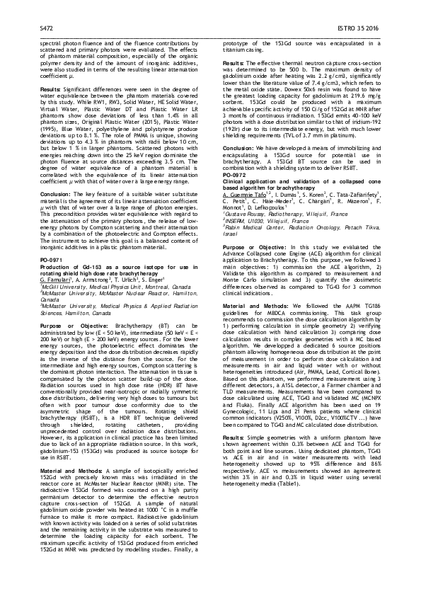 (PDF) PO-0971: Production of Gd-153 as a source isotope for use in ...