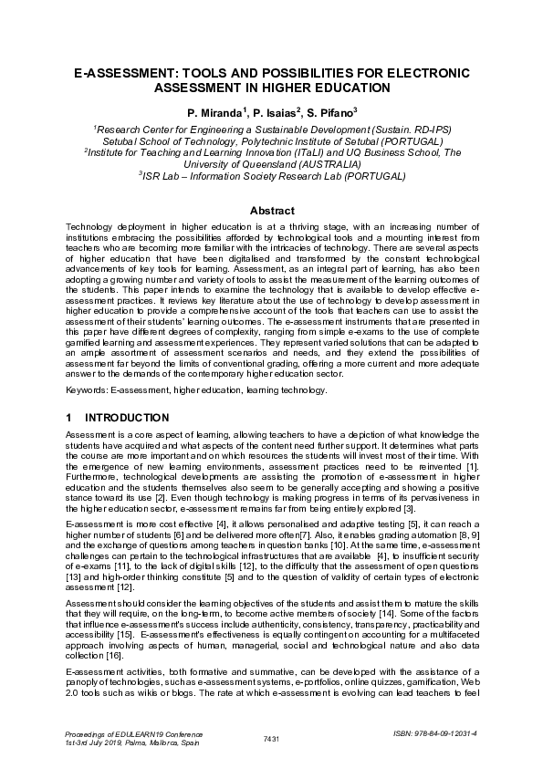(PDF) E-Assessment: Tools and Possibilities for Electronic Assessment ...