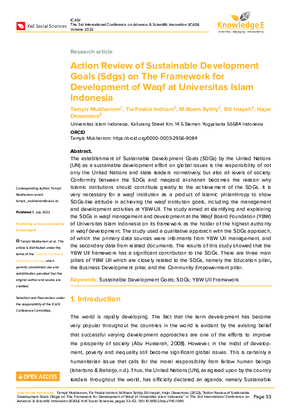 (PDF) Action Review of Sustainable Development Goals (Sdgs) on The Framework for Development of ...