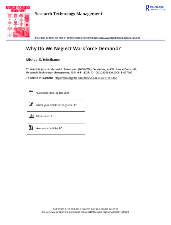 (PDF) Why Do We Neglect Workforce Demand?