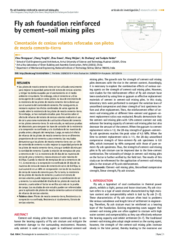 (PDF) Fly Ash Foundation Reinforced by Cement–Soil Mixing Piles