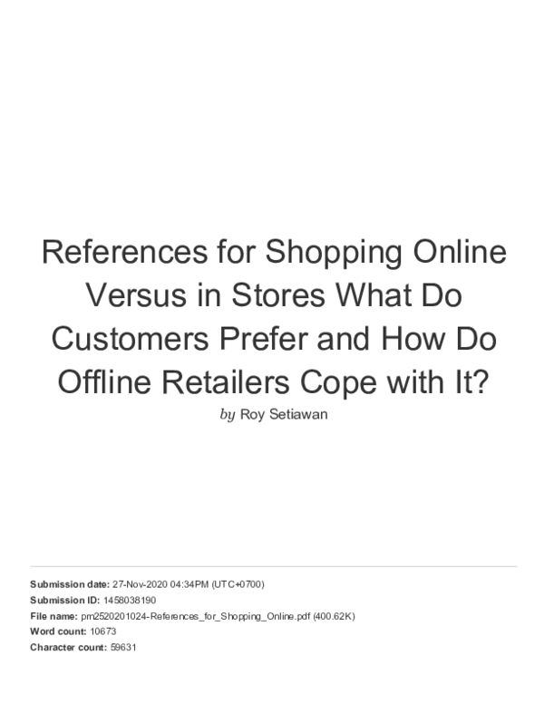 (PDF) References for Shopping Online Versus in Stores What Do Customers ...