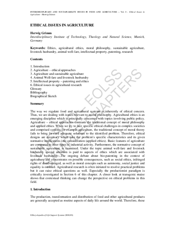 (PDF) Ethical Issues in Agriculture
