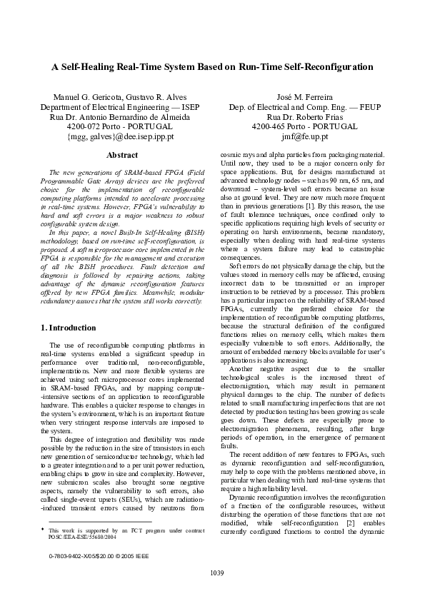 (PDF) A Self-Healing Real-Time System Based on Run-Time Self-Reconfiguration