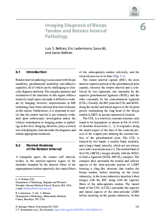 Pdf Imaging Diagnosis Of Biceps Tendon And Rotator Interval Pathology