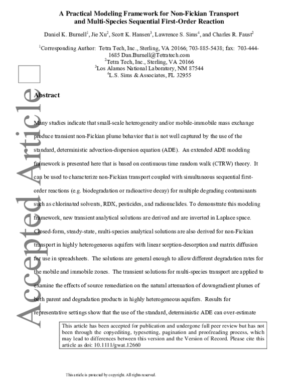 (PDF) A Practical Modeling Framework for Non-Fickian Transport and ...