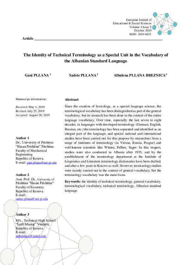 Pdf The Identity Of Technical Terminology As A Special Unit In The