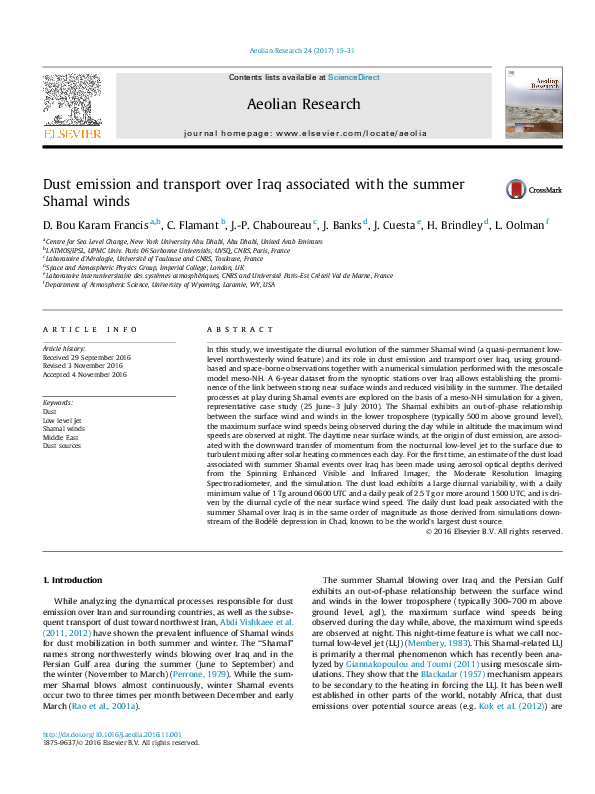 (PDF) Dust emission and transport over Iraq associated with the summer ...