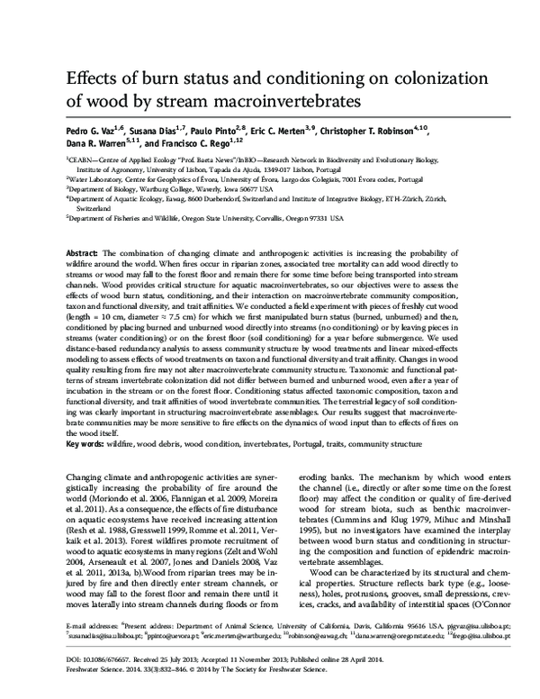 (PDF) Effects of burn status and conditioning on colonization of wood ...